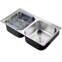 China Thickened Stainless Steel Double Bowls Washing Basin Rectangular Morden Kitchen Sink for sale
