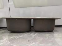 China Stainless Steel Extended Sink, Rectangular Double Bowl Embedded Kitchen Sink for sale