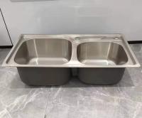 China Stainless Steel Extended Sink, Rectangular Double Bowl Embedded Kitchen Sink for sale