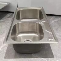 China Stainless Steel Extended Sink, Rectangular Double Bowl Embedded Kitchen Sink for sale