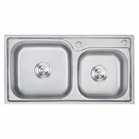 China Stainless Steel Extended Sink, Rectangular Double Bowl Embedded Kitchen Sink for sale