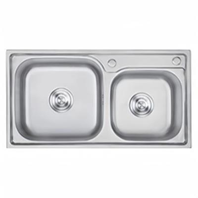 China Stainless Steel Extended Sink, Rectangular Double Bowl Embedded Kitchen Sink for sale