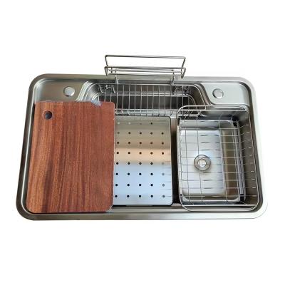 China Kitchen Sink 304 Stainless Steel Washbasin Large Capacity Korean Style Large Single Sink Dishwashing Sink for sale