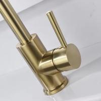 China Independent Design Kitchen Elbow Faucet Single Hole Brass Brushed Gold Kitchen Faucet for sale
