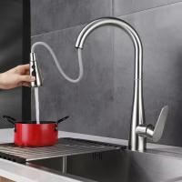 China Household Mixer Taps Brushed 304 Stainless Steel Single Handle Pull Out Kitchen Tap Extender for sale