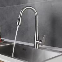 China Household Mixer Taps Brushed 304 Stainless Steel Single Handle Pull Out Kitchen Tap Extender for sale