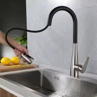 China Modern Single-Handle 304 Stainless Steel Kitchen Faucet 304 Stainless Steel Household Pull-Out Hot/Cold Modern Design for sale