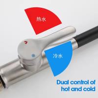 China Modern Design Black Stain Kitchen Faucet Two-Color Pull Stainless Steel 304 Material Ceramic Valve Core Single Plated Bathroom for sale
