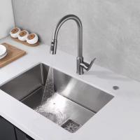 China Modern Single Handle Kitchen Faucet with 360 Degree Rotating Pull-down Gun Gray for sale