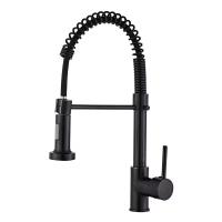 China Modern Stainless Steel Brass Pull-Out Deck Mounted Kitchen Faucet Single Hole Brushed for Outdoor Hotel Kitchen Hot Cold Water for sale