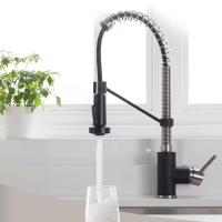 China Modern Single Lever Brass Kitchen Faucet Pull Out Spring Spout Mixers Tap Hot & Cold Water Single Handle Kitchen Sink Tap for sale