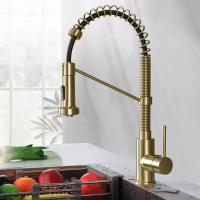 China Modern Single Lever Brass Kitchen Faucet Pull Out Spring Spout Mixers Tap Hot & Cold Water Single Handle Kitchen Sink Tap for sale