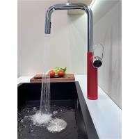 China All Brass Red High-end Kitchen Pull-out Faucet Vegetable Sink Wash Basin Sink Rotating Cold and Hot Home Telescopic Style for sale