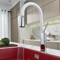 China Curved Universal Pull-out Basin Faucet, Adjustable Hot and Cold Water Dual Function Basin Faucet for Kitchen Sink for sale