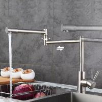 China High quality Hot and Cold water mixer 360 Rotation faucets black Stainless steel pull out kitchen faucet for sale