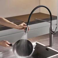 China Deck Mounted Single Handle Black or Red Flexible Hose Faucet Taps for Kitchen Sinks for sale
