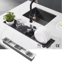 China Dish Drying Rack for Kitchen Counter Stainless Steel Dish Rack with Drainboard Large Dish Drainer with Utensil Holder for Sink for sale
