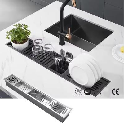 China Dish Drying Rack for Kitchen Counter Stainless Steel Dish Rack with Drainboard Large Dish Drainer with Utensil Holder for Sink for sale