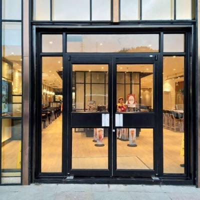China Custom Double automatic swing  Doors 72x80 Polished Stainless Steel kfc door for sale
