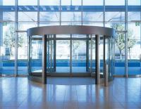 China 220V/50Hz Power Supply Aluminum Automatic Revolving Door with Power Driven Open Style for sale