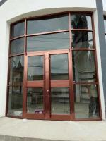 China Factory Wholesale Price Aluminum Frame Storefront Kfc Door  Floor Spring  Tempered Safety Double Glassor for sale