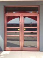 China Double-Layer Hollow Tempered Glass Red Colour Middle Plate Style automatic swing  Kfc Dy Commercial Door with autotmatic for sale