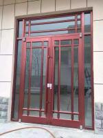 China Double-Layer Hollow Tempered Glass Red Colour Middle Plate Style automatic swing  Kfc Dy Commercial Door with autotmatic for sale