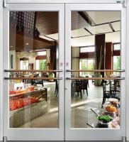 China Double-Layer Hollow Tempered Glass Red Colour Middle Plate Style automatic swing  Kfc Dy Commercial Door with autotmatic for sale