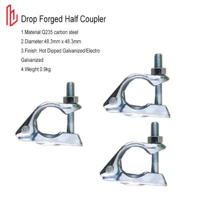 China Drop Forged Scaffolding Half Coupler 48.3mm Q235 Carbon Steel HDG for sale