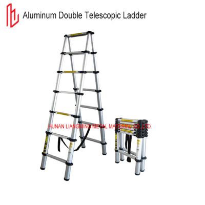 China Aluminum 6063 Double Telescopic Ladder 150kg Load 1.5m to 7.0m Length for sale
