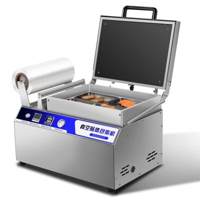 China Hand Pressed Vacuum Skin Sealing Machine DQ320VST with Food Grade 304 Stainless Steel and 6061 Anodized Aluminum Mold for Fast Food Trays for sale