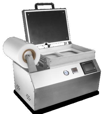 China Touchscreen Control Hand Pressed Plastic Tray Vacuum Skin Sealing Machine DQ320VST with Food Grade 304 Stainless Steel for sale