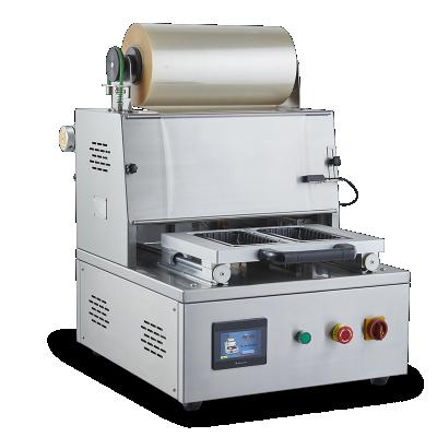 China Desktop Modified Atmosphere Control Precise Gas Injection Tray Sealing Machine DQ400T-E with Food Grade 304 Stainless Steel and 6061 Anodized Aluminum Mold for sale