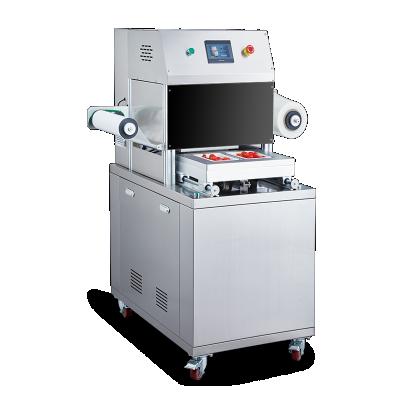 China Automatic Vertical Tray Sealer DQ305L-E with Food Grade Stainless Steel and 6061 Anodized Aluminum Mold for Modified Atmosphere Packaging for sale