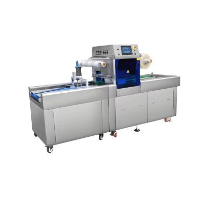 China Full-Automatic Continuous Vacuum Skin Displacement Chain Plastic Tray Sealer DQ730AT-V High Quality Tray Sealer Machine for sale