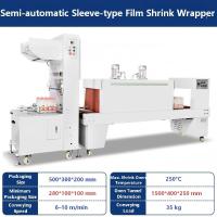 China Semi-automatic sleeve type packaging machine for cartons mineral water bottles beverage beer cans and pe film shrink wrapping for sale