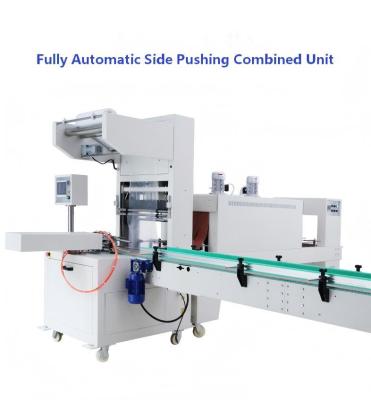 China Fully-automatic side pushing sleeve film shrink packaging machine for mineral water bottles beverage beer cans PE film shrink wrapping for sale