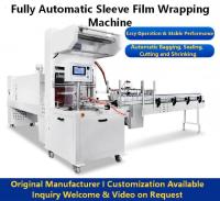 China Fully-automatic side pushing sleeve film shrink packaging machine for mineral water bottles beverage beer cans PE film shrink wrapping for sale