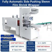 China Fully-automatic side pushing sleeve film shrink packaging machine for mineral water bottles beverage beer cans PE film shrink wrapping for sale