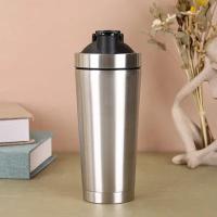 China Protein Shaker Bottle For Protein Mixes Double Wall Vacuum Insulated Stainless Steel Shaker Bottle Small 25oz 739ml Bpa Free for sale