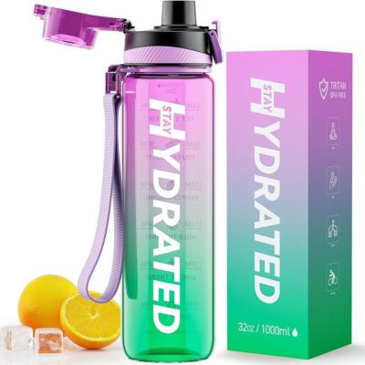 China Tritan 32 Oz Motivational Water Bottle BPA Free 5507501000ML Sports Time Track Water Bottle Wide Mouth Leakproof Fashion As Gift For Christmas for sale
