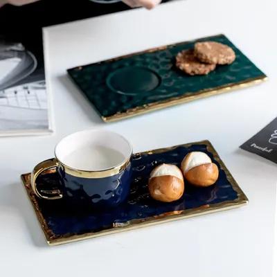China Elegant Sophisticated Aesthetic Nordic Style Luxury Ceramic Coffee Mug With Plate for sale