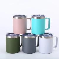 China Sleek Design Custom Logo 304 Stainless Steel Insulated Metal Drinking Cups Travel Insulated Beer Mug With Lid 360ml Comfort Grip Easy Clean for sale