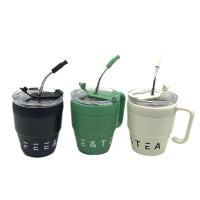 China Coffee Cup With Handle And Straw Lid 480ML Travel Mug Water Cup Milk Mug Stainless Steel Material Suitable For Drinks Handle Straw Cup for sale