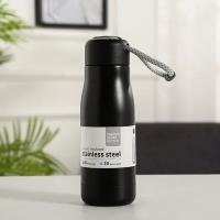 China 350ml Stainless Steel Metal Reusable Water Bottle With Portable Lid Hydro Insulated Thermal Flask For Hot Or Cold Drinks Direct Drinking Midnight Black for sale