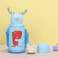 China Stainless Steel 17 Oz Unicorn Cups For Kids Cute Insulated Water Bottle With Straw Strap Leak-Proof Flask For Boys And Girls for sale