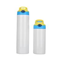China 12 OZ Sublimation Straw Sippy Cup Blank Tumblers Double Wall Vacuum Insulated Mixed Color Thermoses Stainless Steel Water Bottles For School for sale