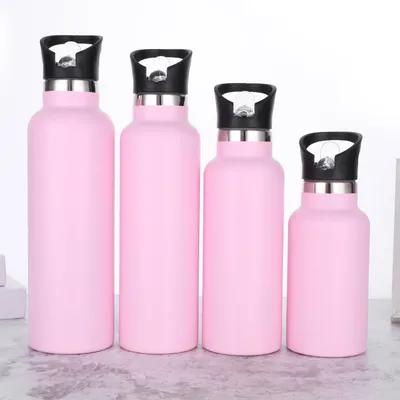 China Portable Sports Water Bottle 600ml Double Layer Insulated Stainless Steel Cup Black For Fitness Outdoor Activities for sale