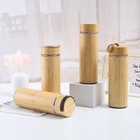 China 17 Oz-Bambuood Premium Vacuum Insulated Stainless Steel Bamboo Tumbler Leak Proof Bamboo Tumbler Thermos For Loose Leaf Tea Coffee Fruit-Infused Drinks for sale