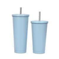 China Portable 500ml 750ml Personalized Stainless Steel Tumbler With Straw Double Wall Insulated Drinking Tumblers Multi Purpose Easy To Clean Maintain for sale
